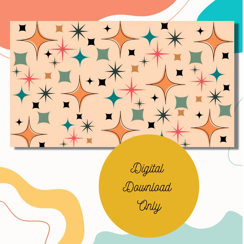 Mid-century Modern Retro Theme Desktop and Mobile Wallpaper| Colorful ...