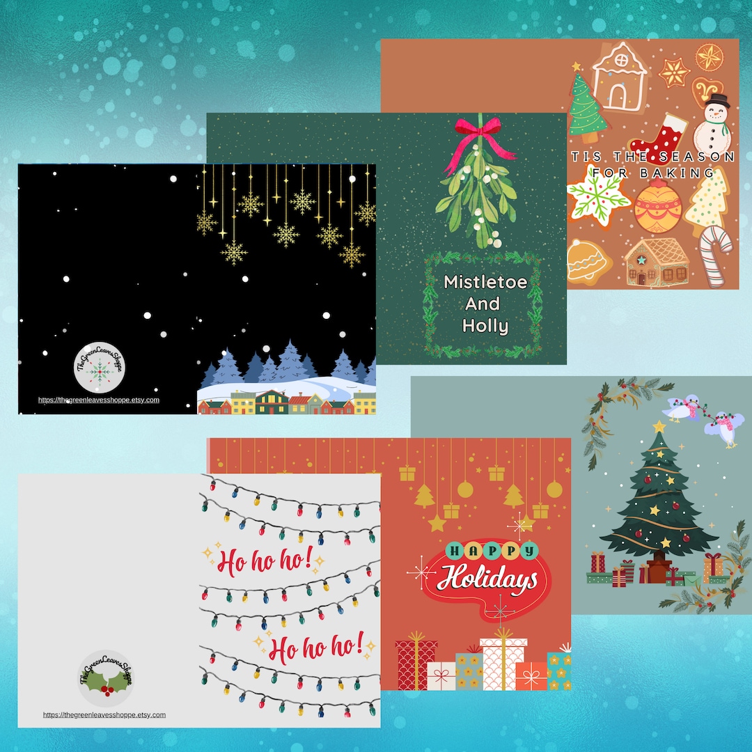 Festive Holiday Greeting Cards Bundle - Set of 67 Printable Designs for ...