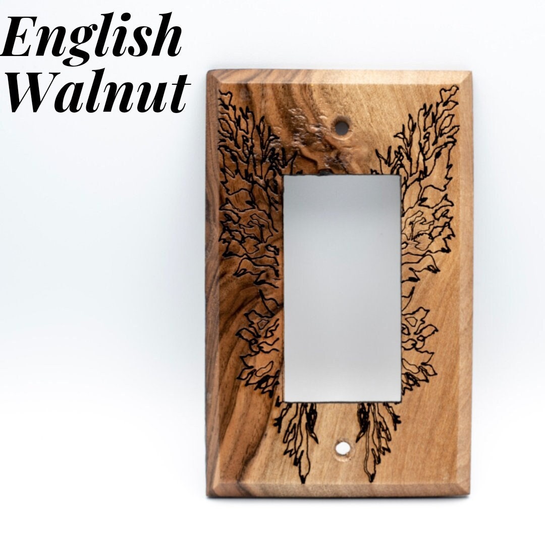 Walnut Wooden Light Switch Plate Cover Single Rocker Butterfly Light ...