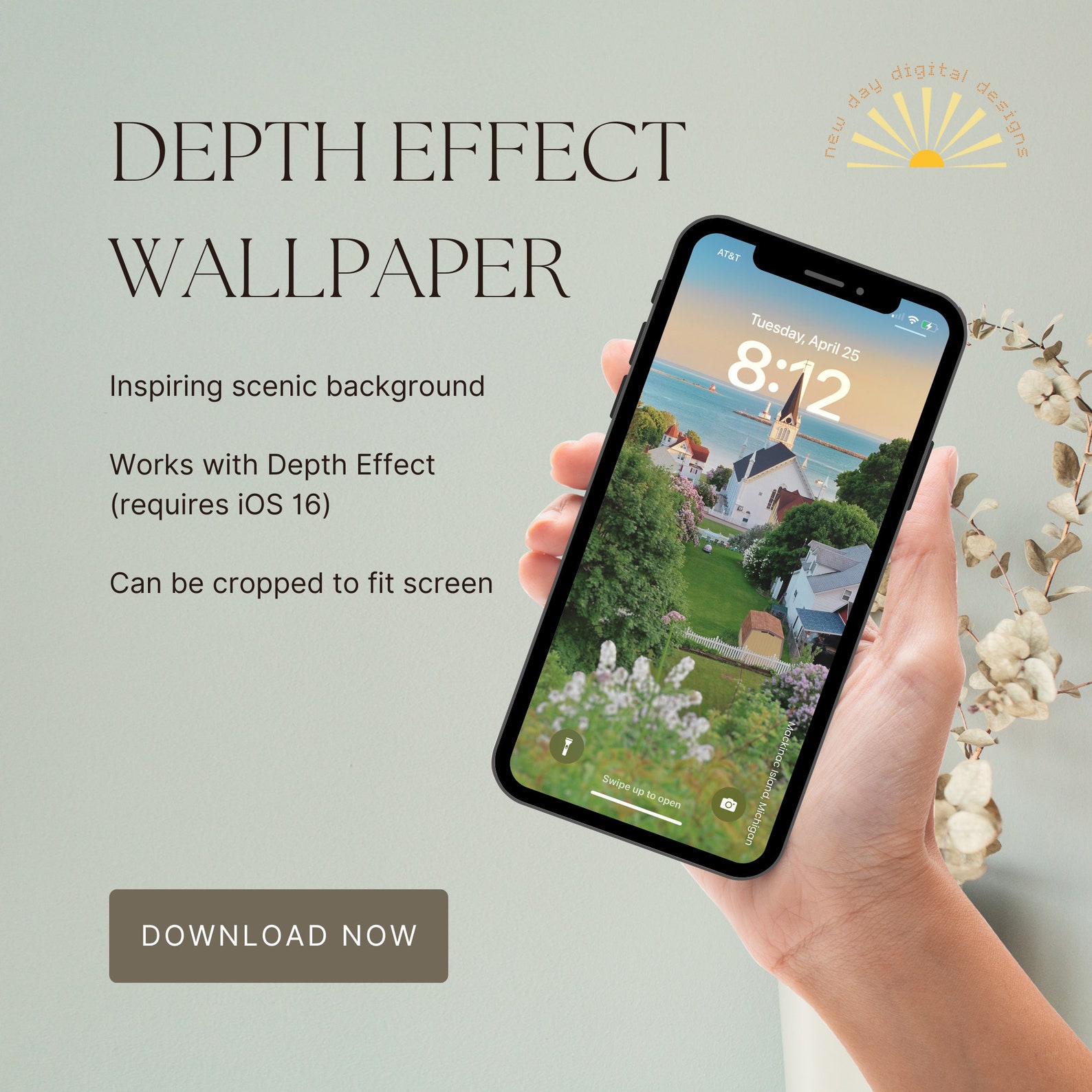Coastal-inspired Ios 16 Depth Effect Phone Background Wallpaper: Elevate Your Lock Screen Style ...