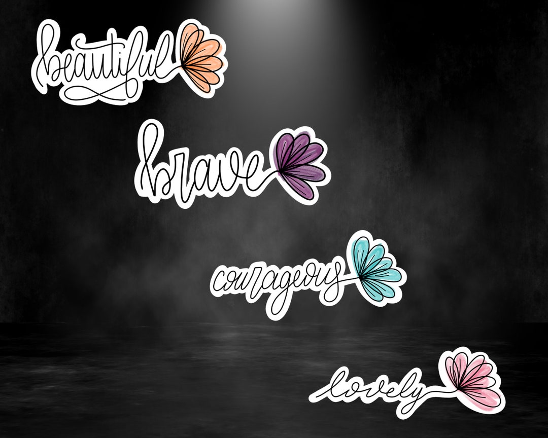 Floral Wording Stickers 4 Printed Stickers. Use Them on Lockers ...