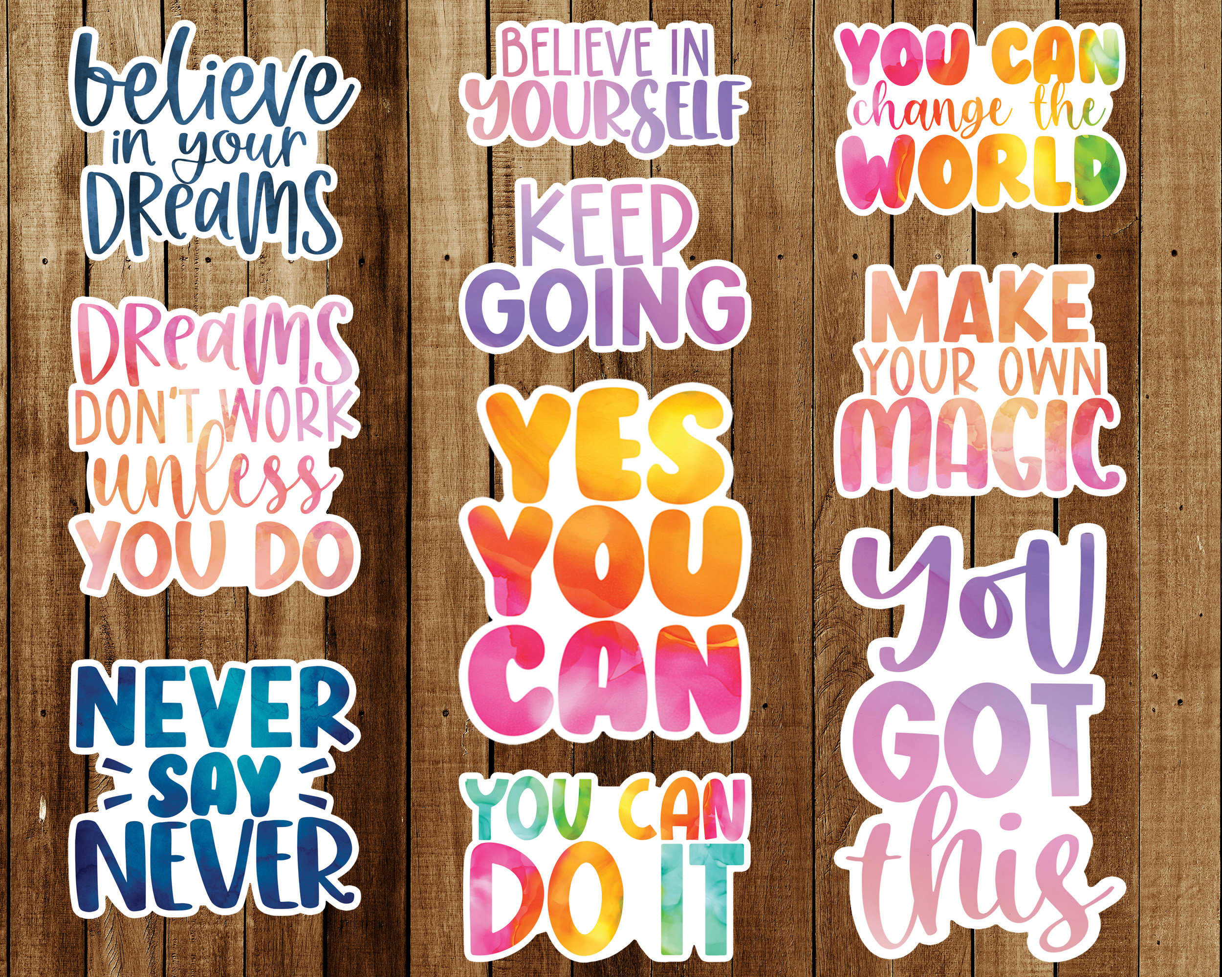 Motivational Stickers Set - Inspire Positive Vibes! 10 Printed Stickers ...