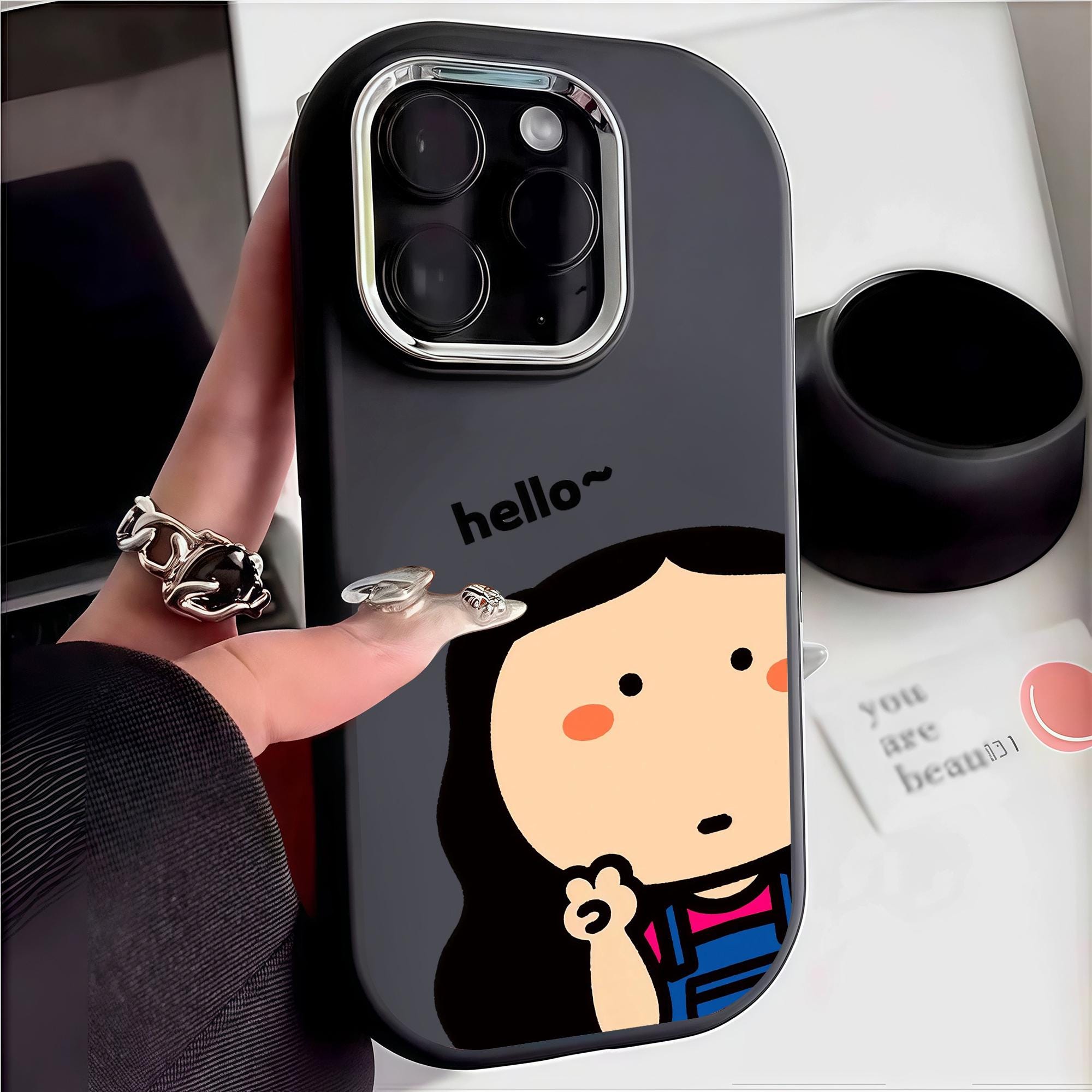 Kawaii Cute Girl Cartoon Phone Case,adorable Chibi Style Art, Playful ...