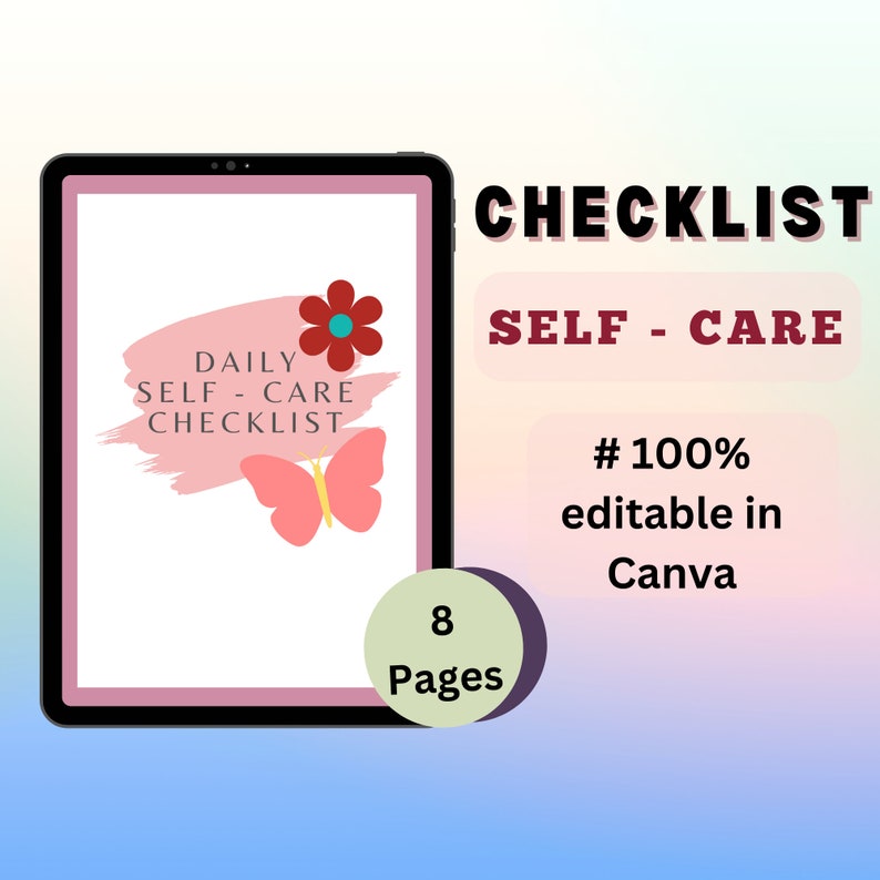 Daily Self-care Checklist Canva Template, Self-care Checklist, Self ... Daily Self-care Checklist Canva Template, Self-care Checklist, Self ...