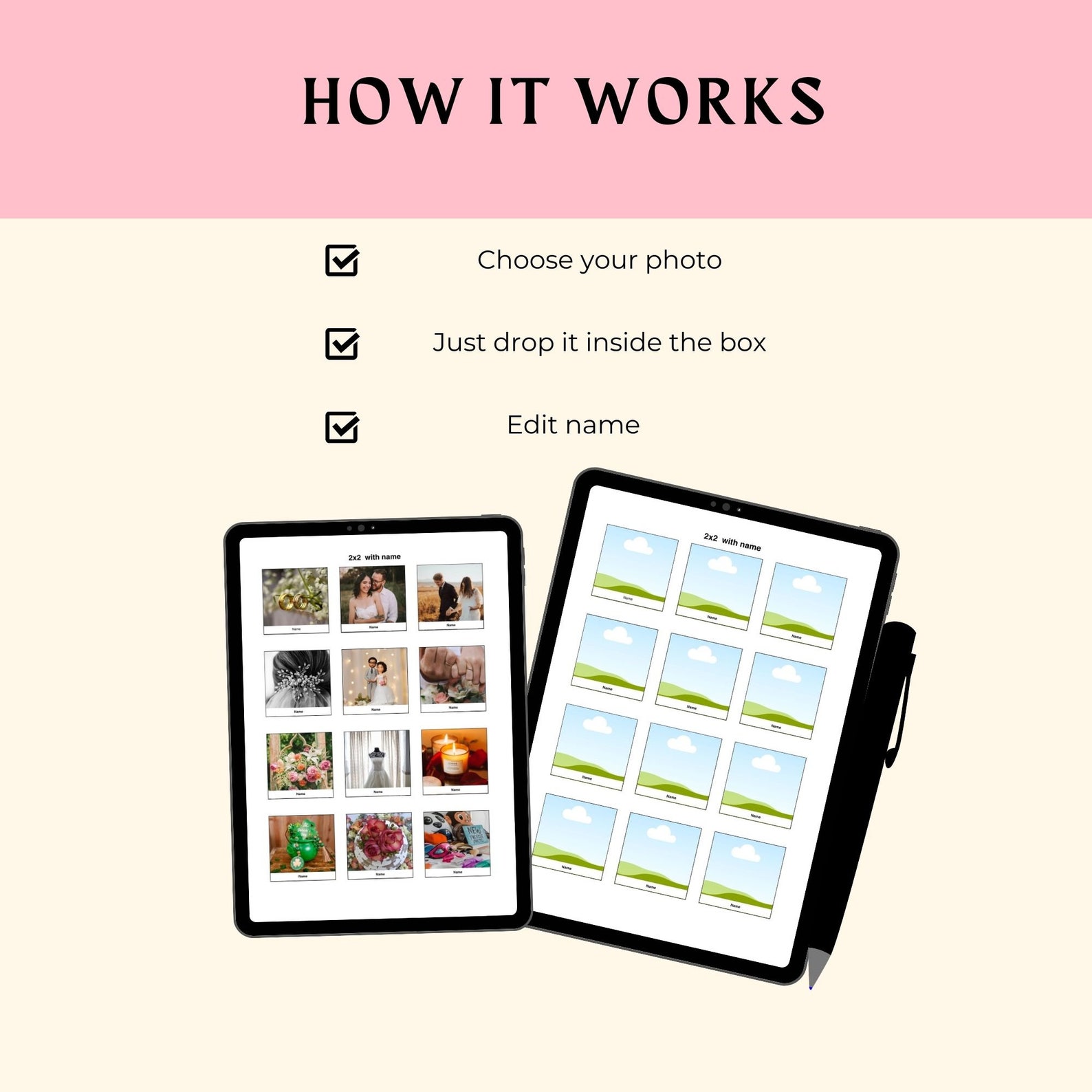 Drag & Drop Photo ID Template: 1x1, 2x2, Passport Size (canva Editable ...