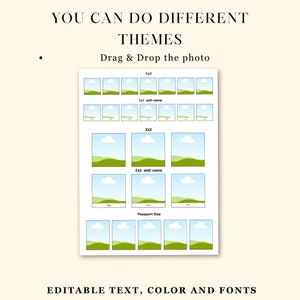 Drag & Drop Photo ID Template: 1x1, 2x2, Passport Size (canva Editable ...