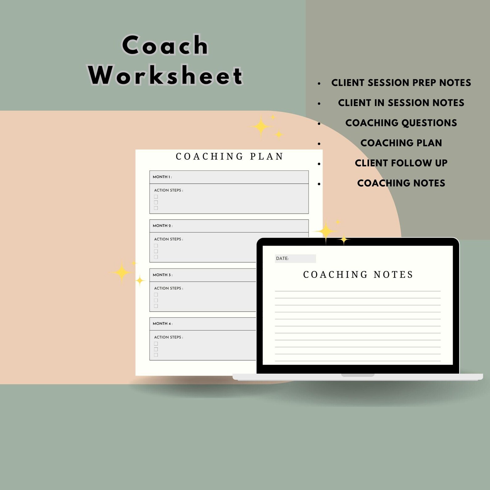 Life Coaching Session Worksheet, Coaching Canva Templates, Coaching ...