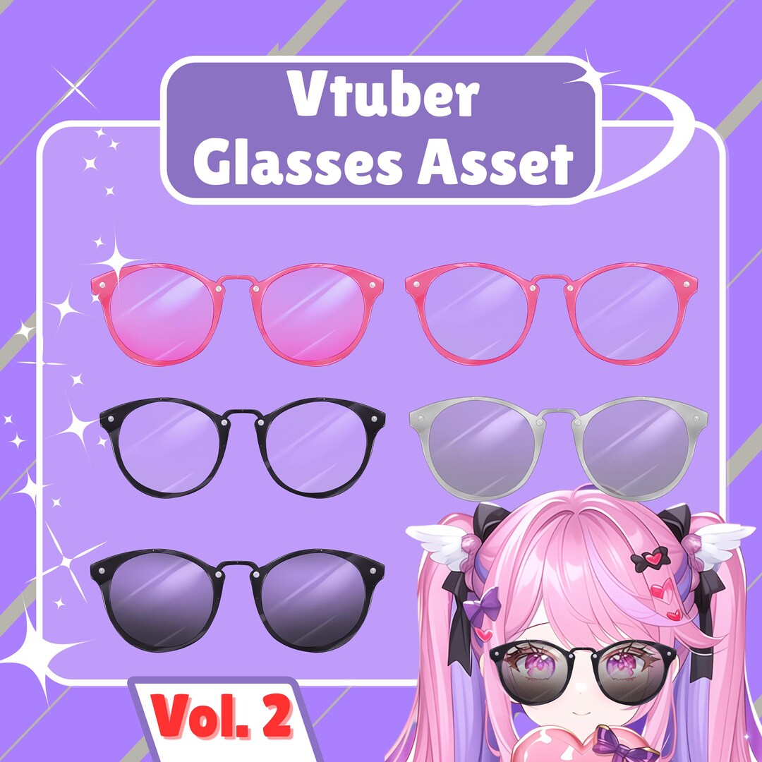 Vtuber Assets, Glasses Asset PNG, Colour Glasses, Transparent Glasses ...