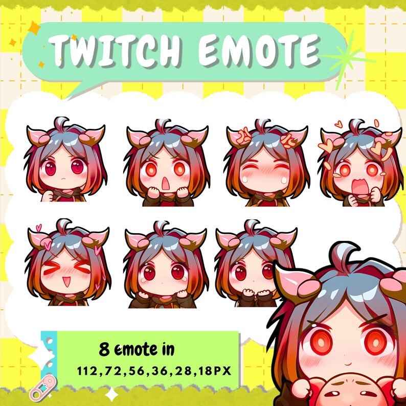 Anime Emotes for Twitch, Vtuber, Kick, Youtube Streaming, Discord Sub ...
