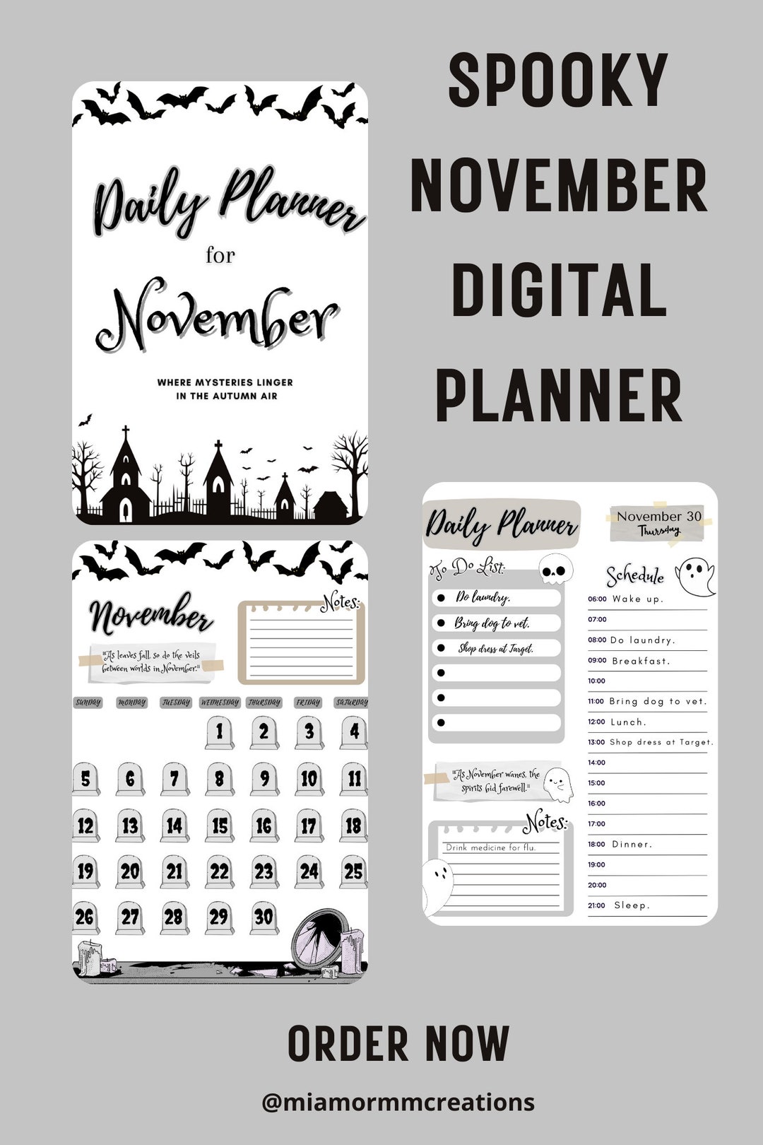 Spooky November Printable Daily Planner PDF Digital Template - Etsy