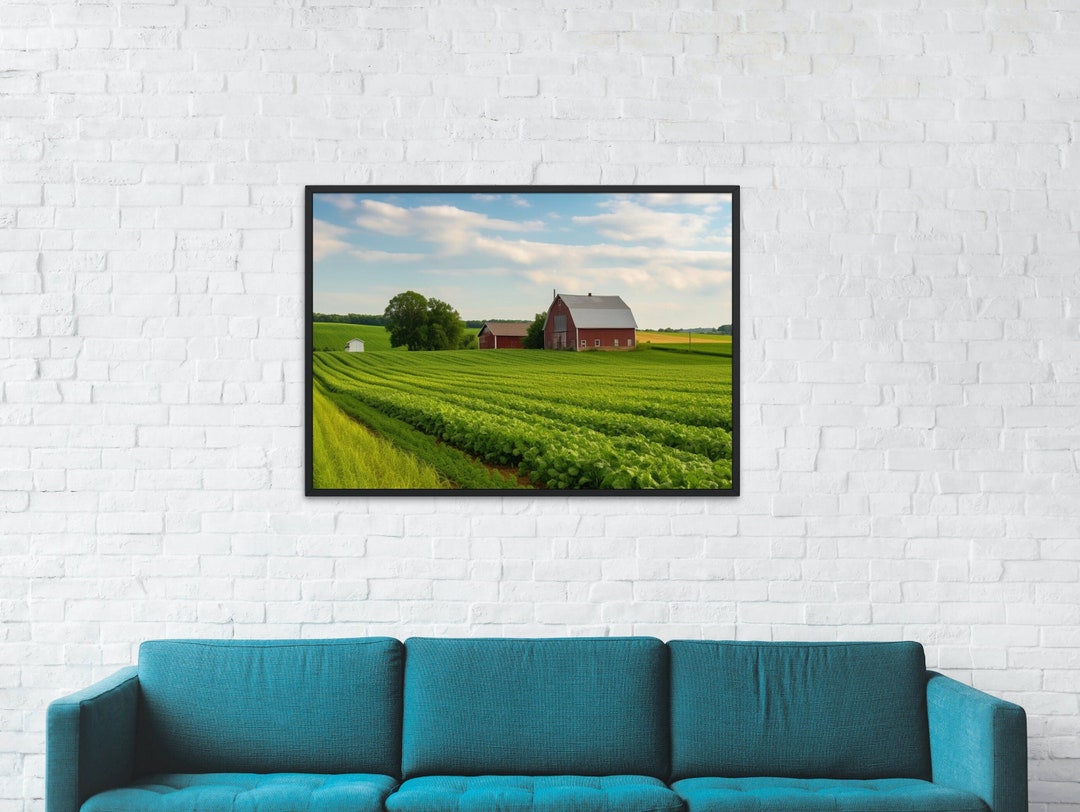 Farmland Painting, Farm Field Printable Wall Art, Home Decor, Field Art ...