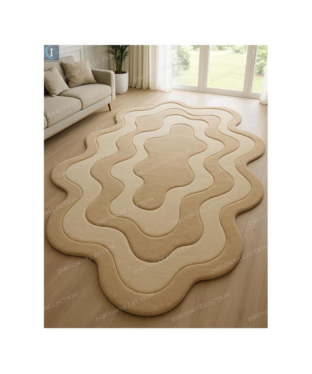 Abstract Shape Modern Layered Contour Wave Rugs – Organic Shape Carpet ...