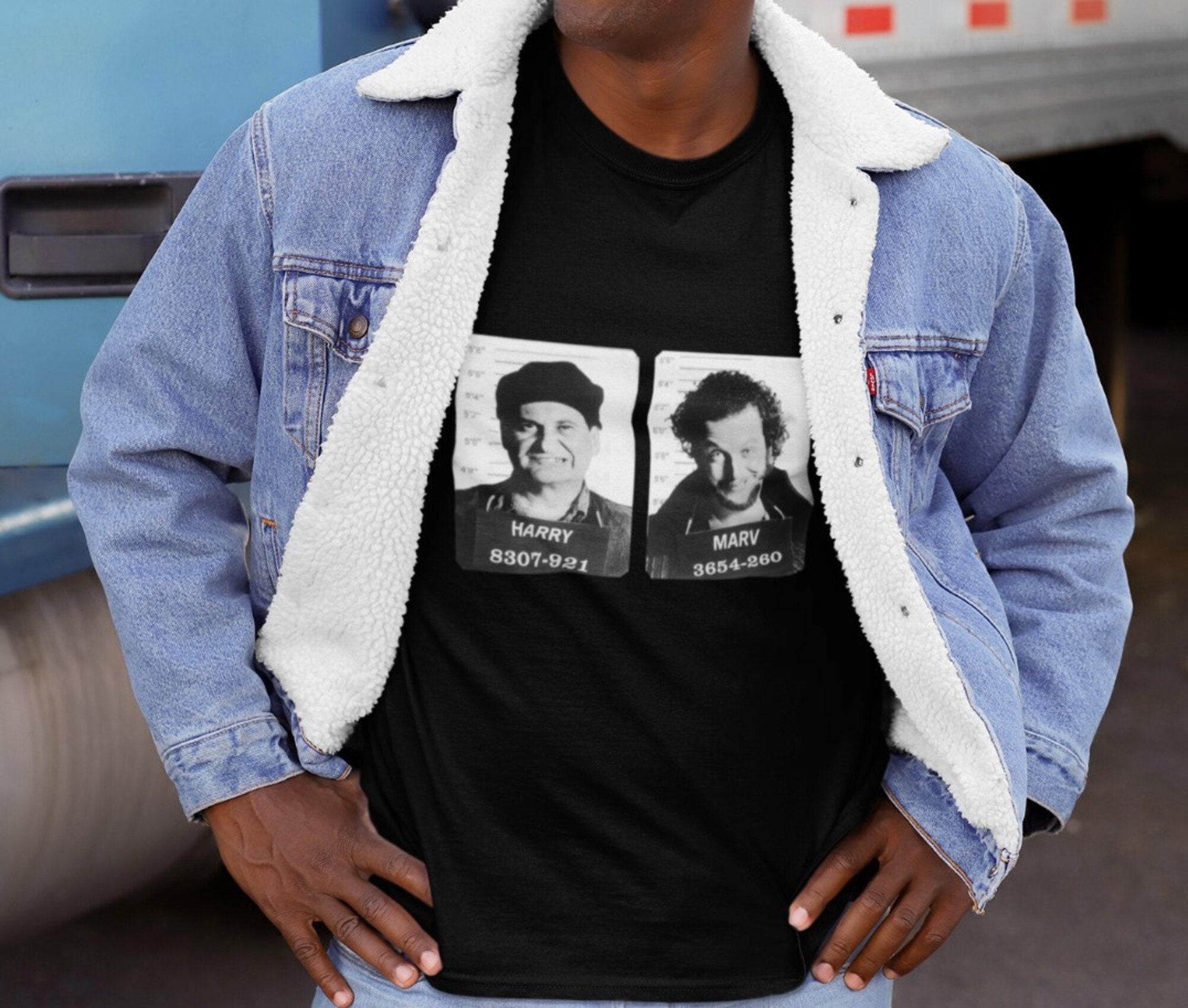 Funny Christmas Movie Harry and Marv Mugshots Shirts, Home Christmas Comedy Alone Holiday Shirt ...