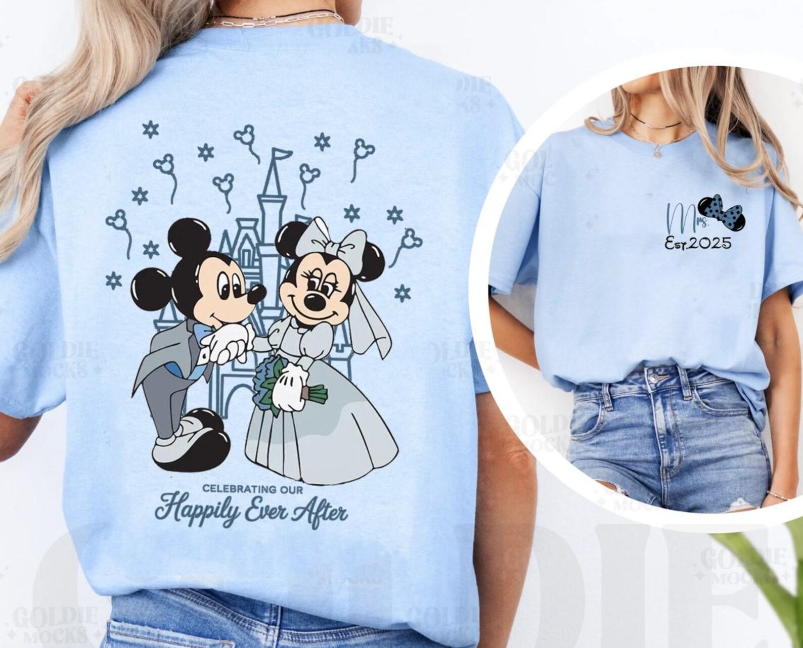 2 Side Disneay Mrs and Mr Mikey Minnie Shirts, Celebrating Our Happy ...