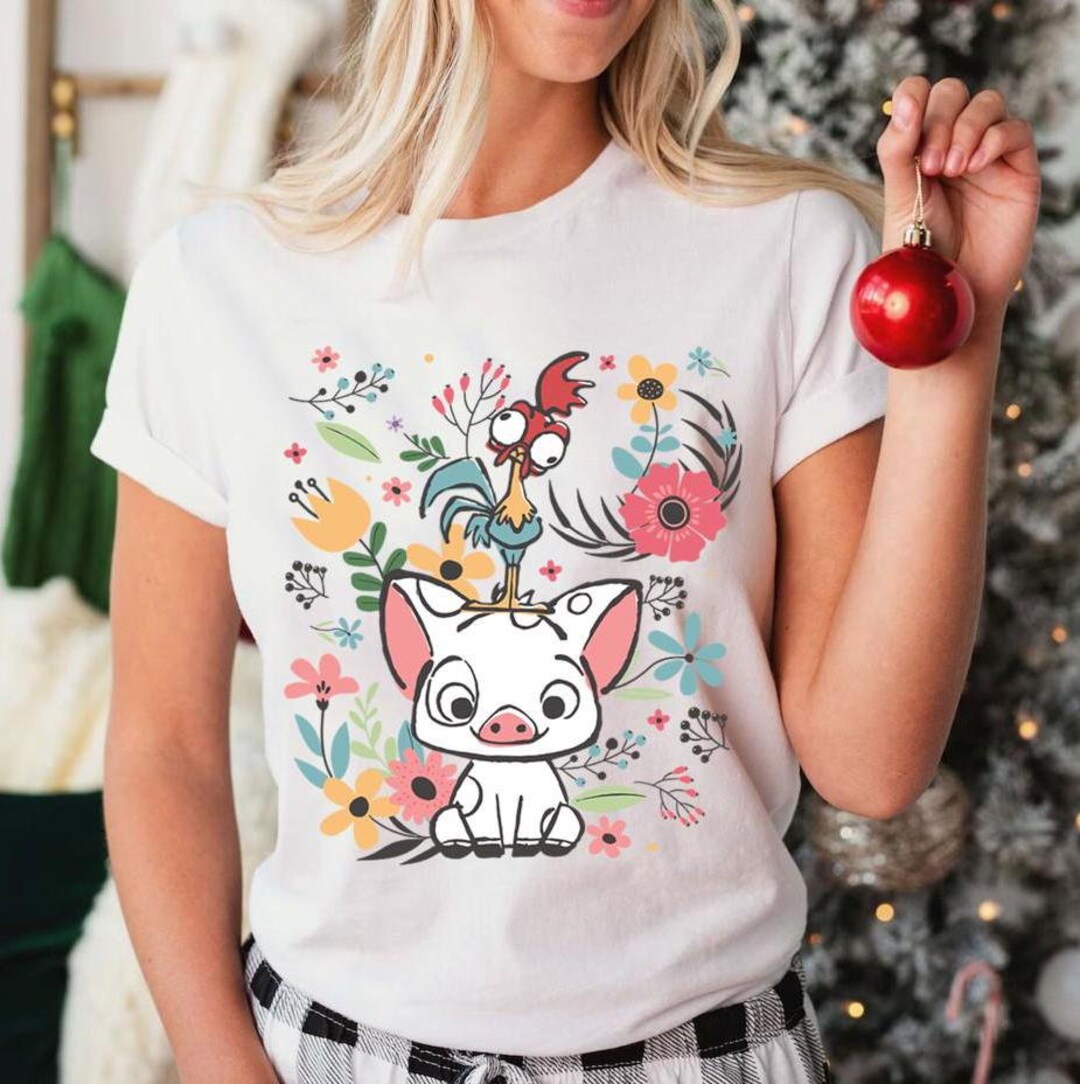 Moanna Movie Rooster and Pig Unisex Shirts, Vintage 80s Style Floral ...