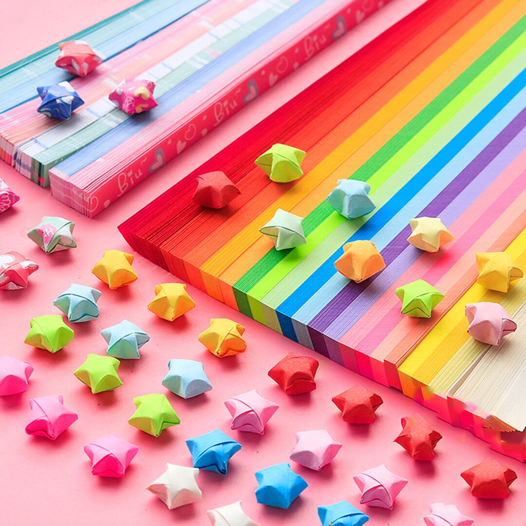 Colored Star Origami Strip Gradient Lucky Star Five-pointed Paper ...