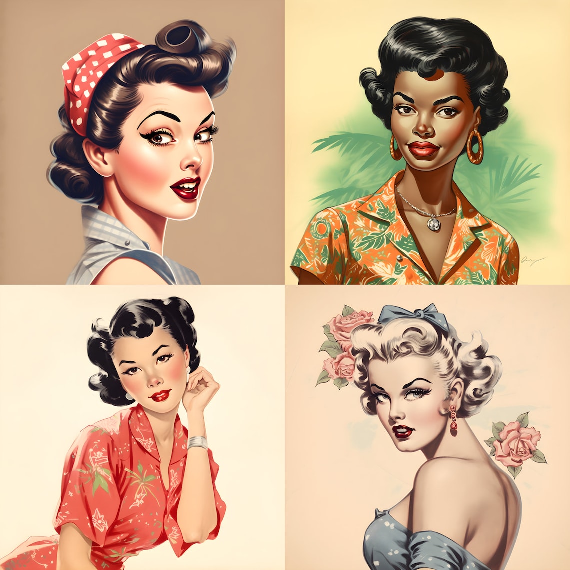 Pin up Princess Clipart Vintage Clipart Vintage Lady PNG Retro ...