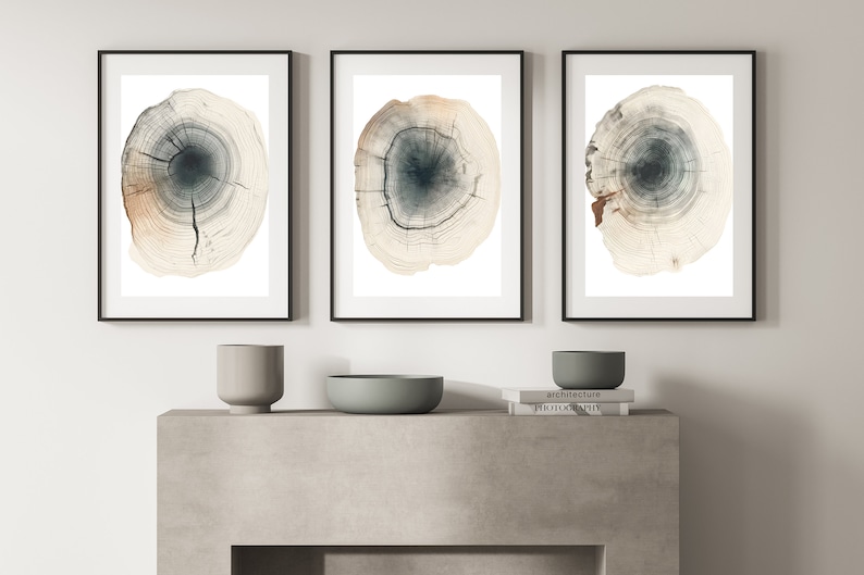 Tree Ring Wall Art Set of 3 | Tree Ring Prints | Digital Download ...