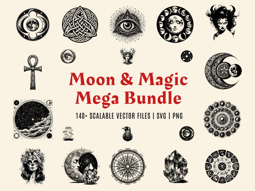 Moon Svg Bundle | Mystical Moon Svg | Wicca Svg | Moon Tattoo | Moon ...