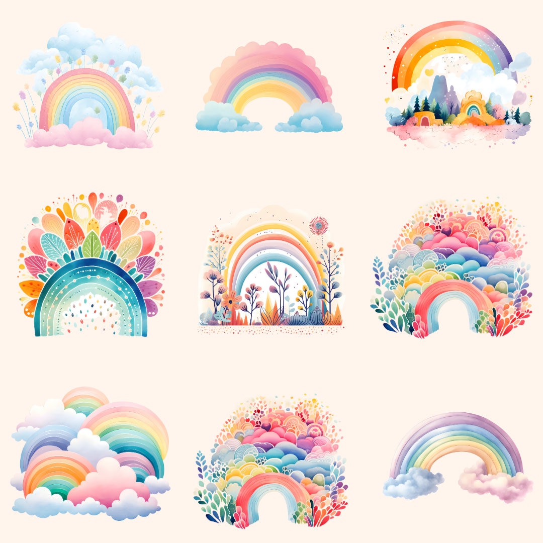 Boho Rainbow PNG Bundle, Layered Bohemian Rainbow, Boho PNG, Clipart ...