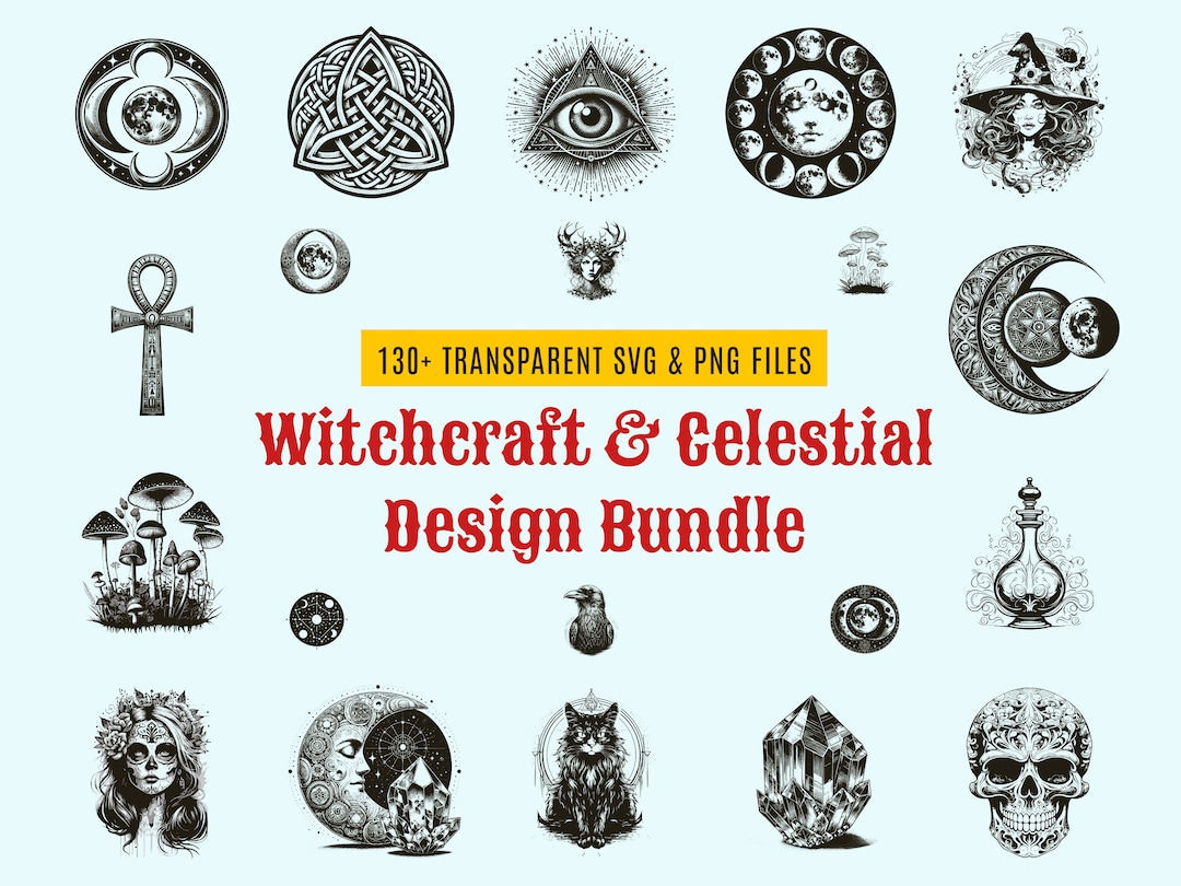 130+ Witch Svg Bundle, Witchcraft Svg, Magic Svg, Celestial Svg, Moon ...