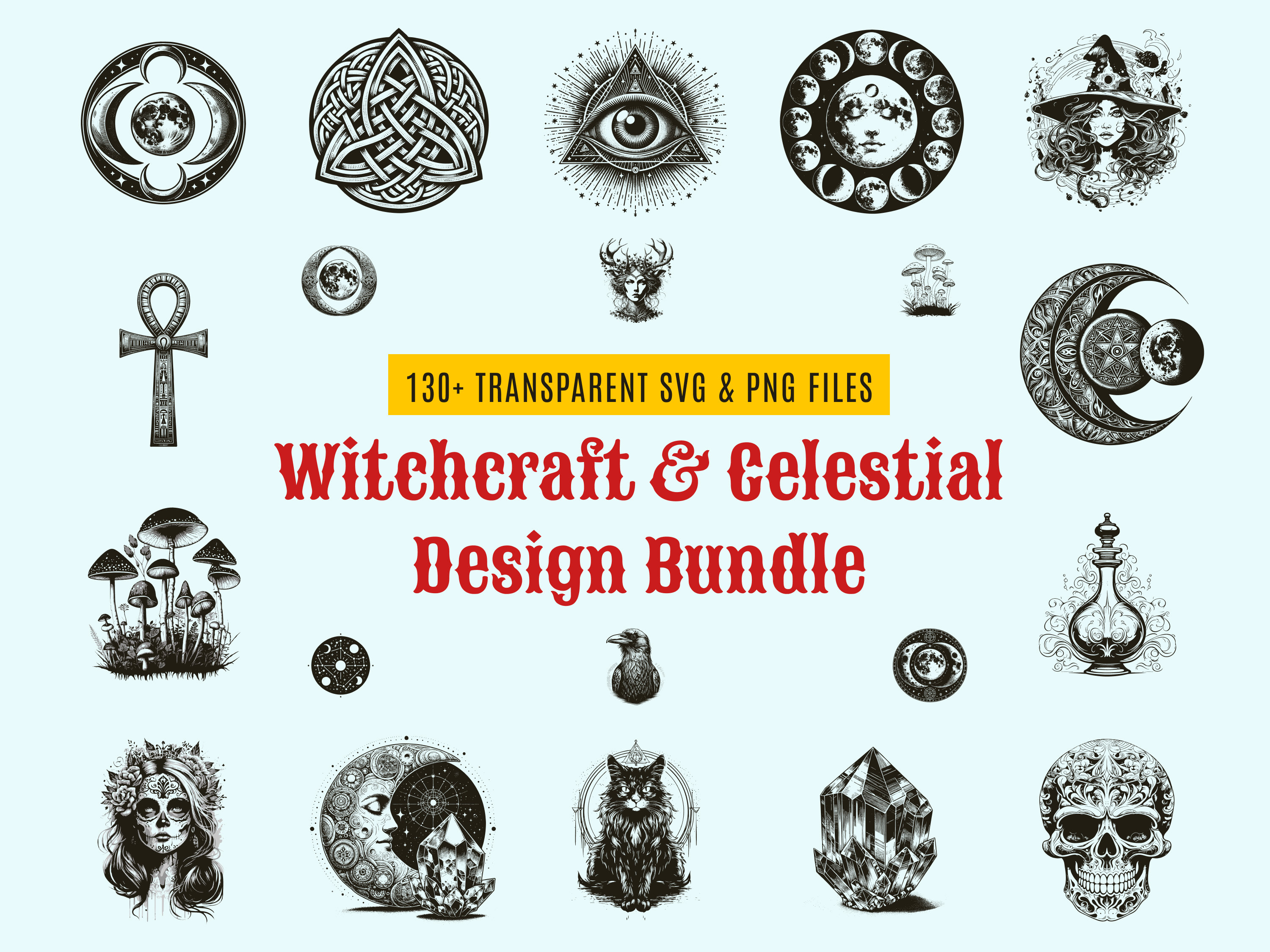 130+ Witch Svg Bundle, Witchcraft Svg, Magic Svg, Celestial Svg, Moon ...