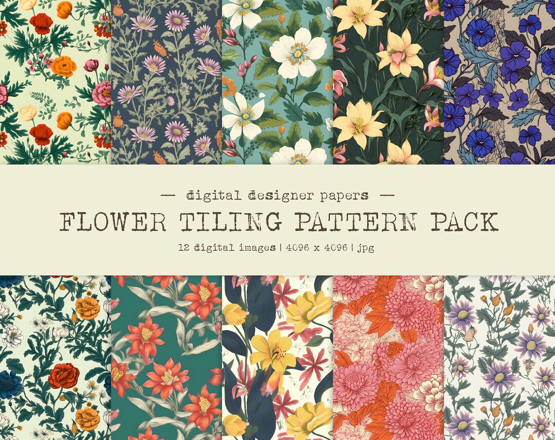 Flower Patterns Digital Paper Bundle | Watercolor Scrapbook Papers ...