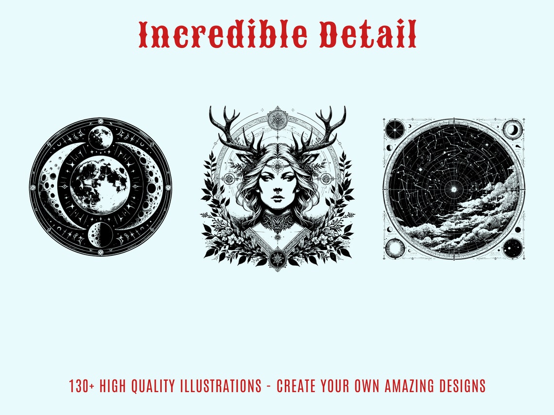 130+ Witch Svg Bundle, Witchcraft Svg, Magic Svg, Celestial Svg, Moon ...