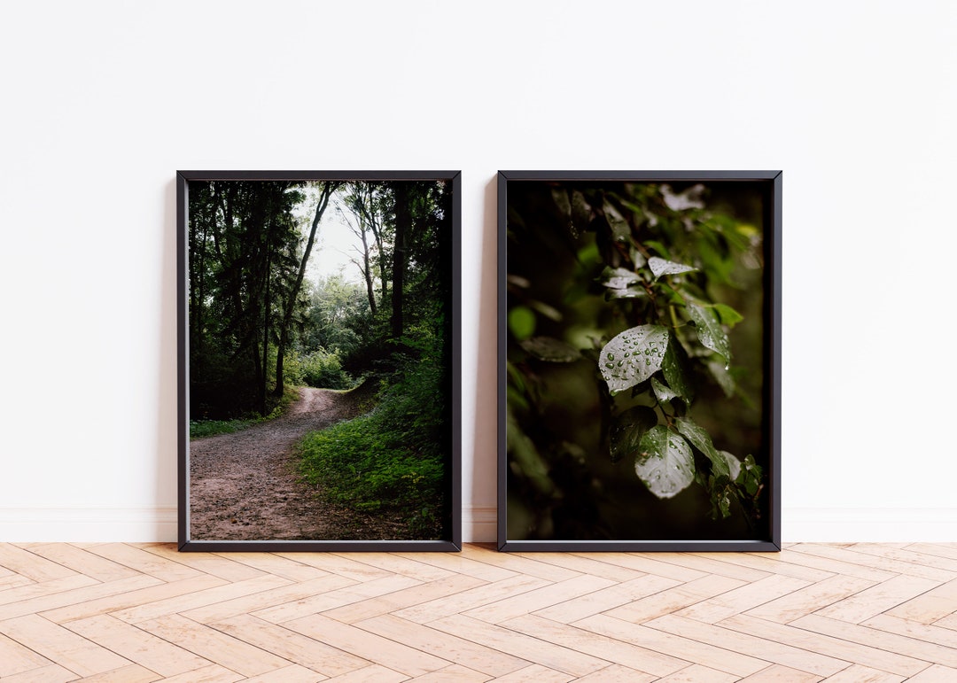 Green Botanical Prints, Forest Set of 2 Posters, Green Forest Printable ...