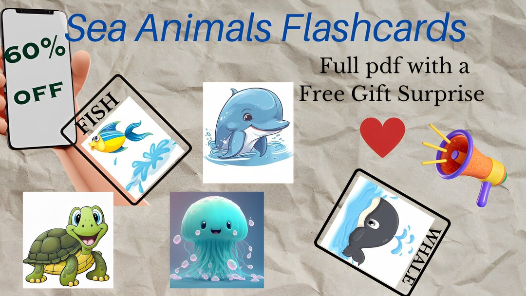 Sea Animals Flashcardsflash Cards Nomenclature Flashcards PDF - Etsy
