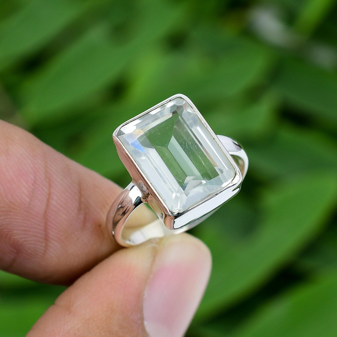 White Topaz 925 Sterling Silver Handmade Statement Women Ring, White ...