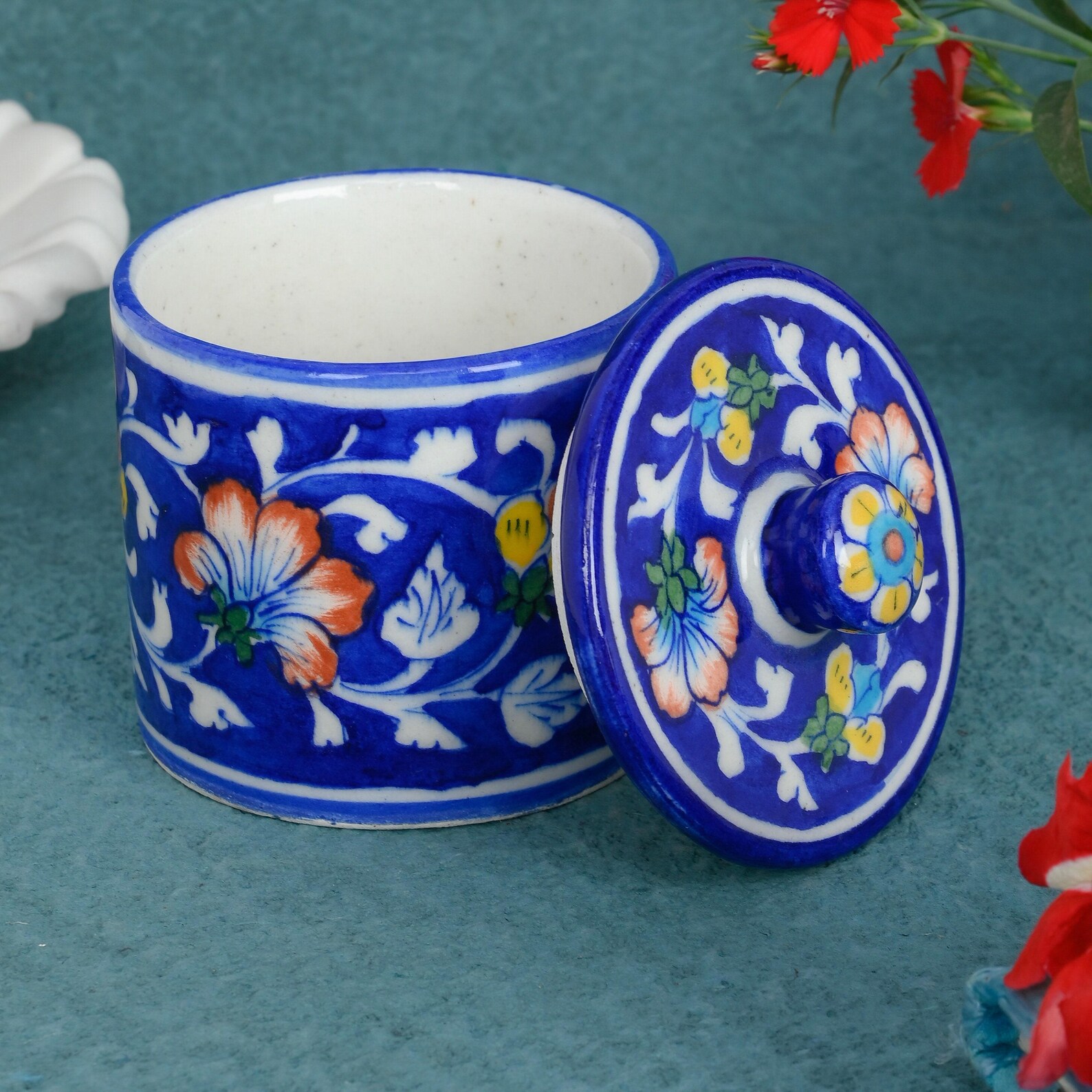 ARTS & CRAFTS Handmade Blue Pottery Jar With Lid|halloween Gift ...