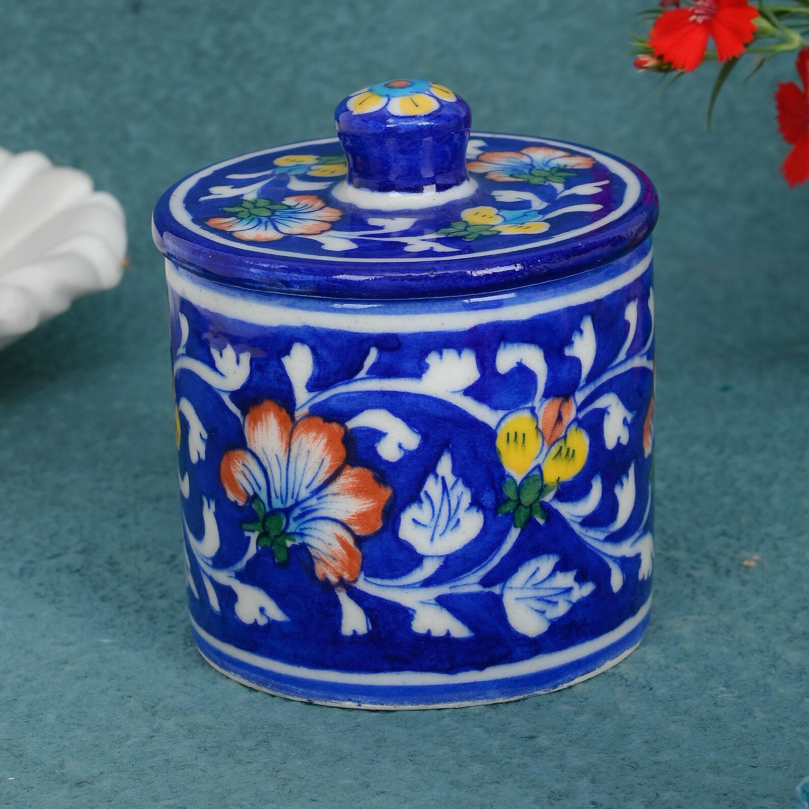 ARTS & CRAFTS Handmade Blue Pottery Jar With Lid|halloween Gift ...