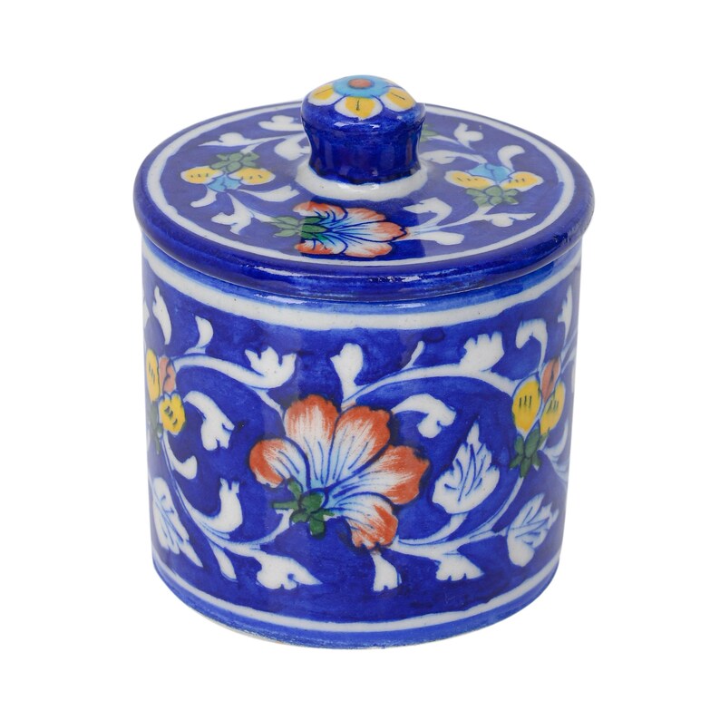 ARTS & CRAFTS Handmade Blue Pottery Jar With Lid|halloween Gift ...