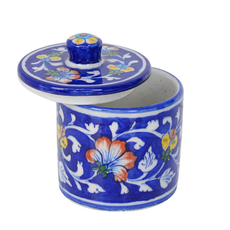 ARTS & CRAFTS Handmade Blue Pottery Jar With Lid|halloween Gift ...