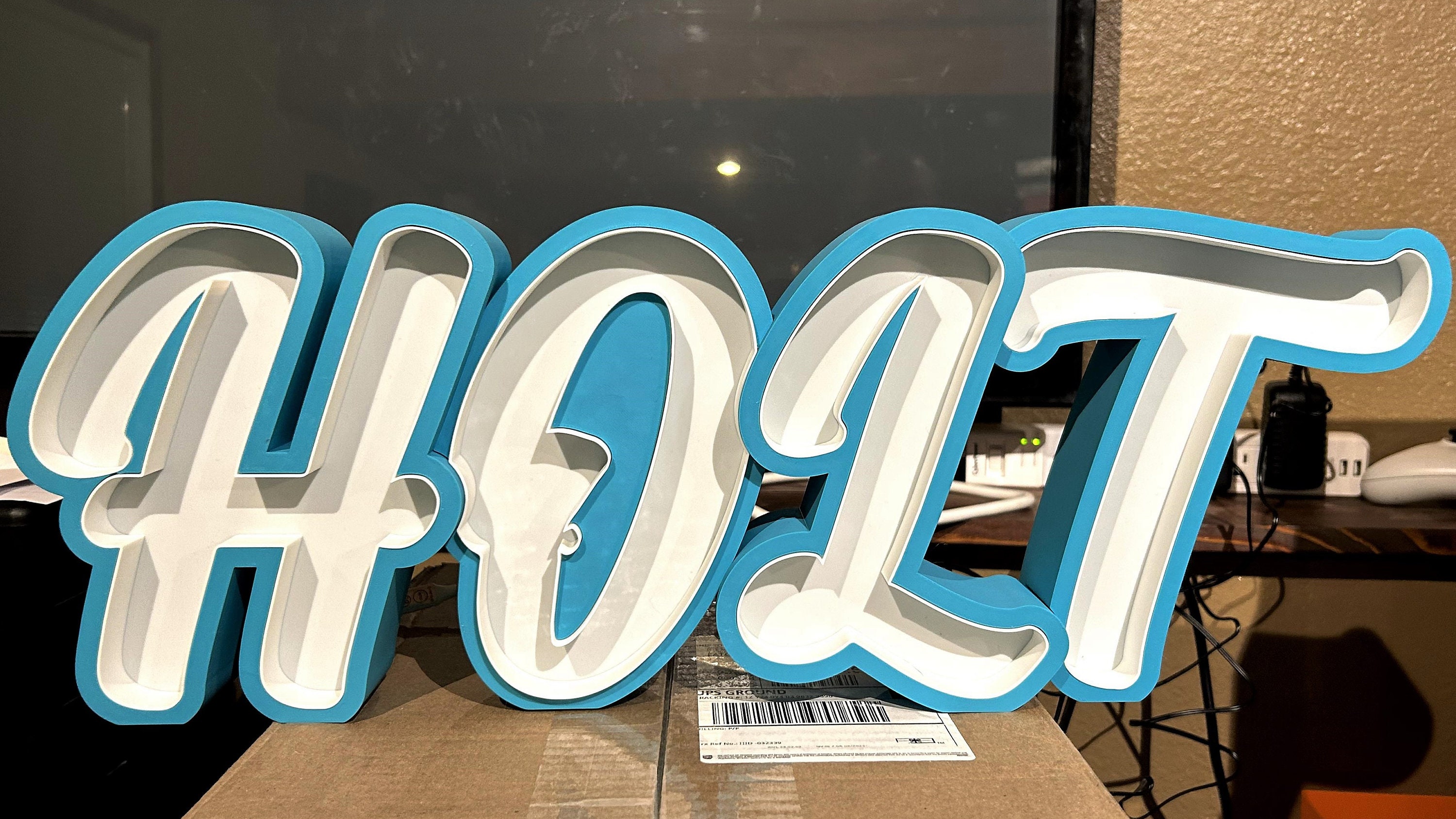 Custom Caligraphy Style Letters / Cursive Font Name Sign | Illuminated ...