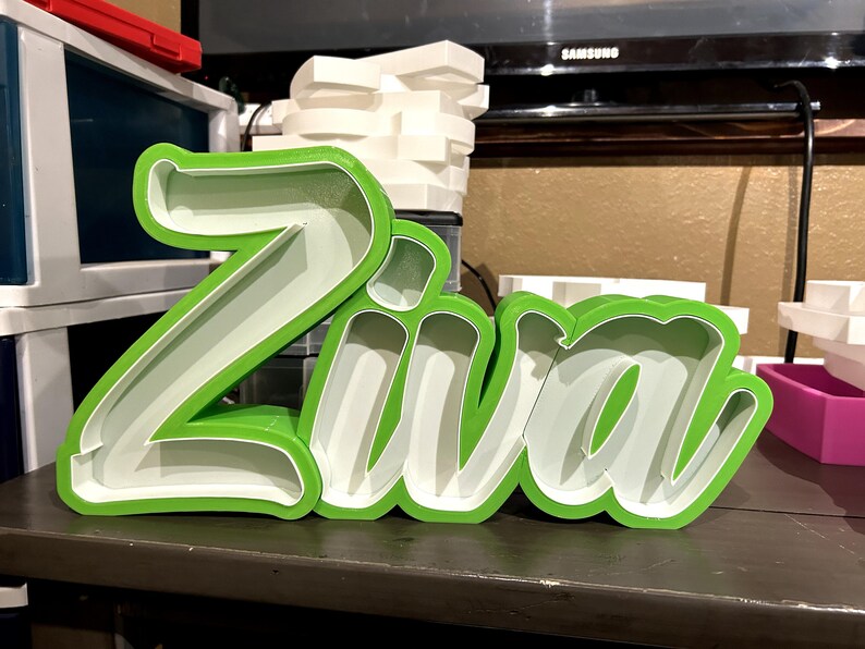 Custom Caligraphy Style Letters / Cursive Font Name Sign | Illuminated ...