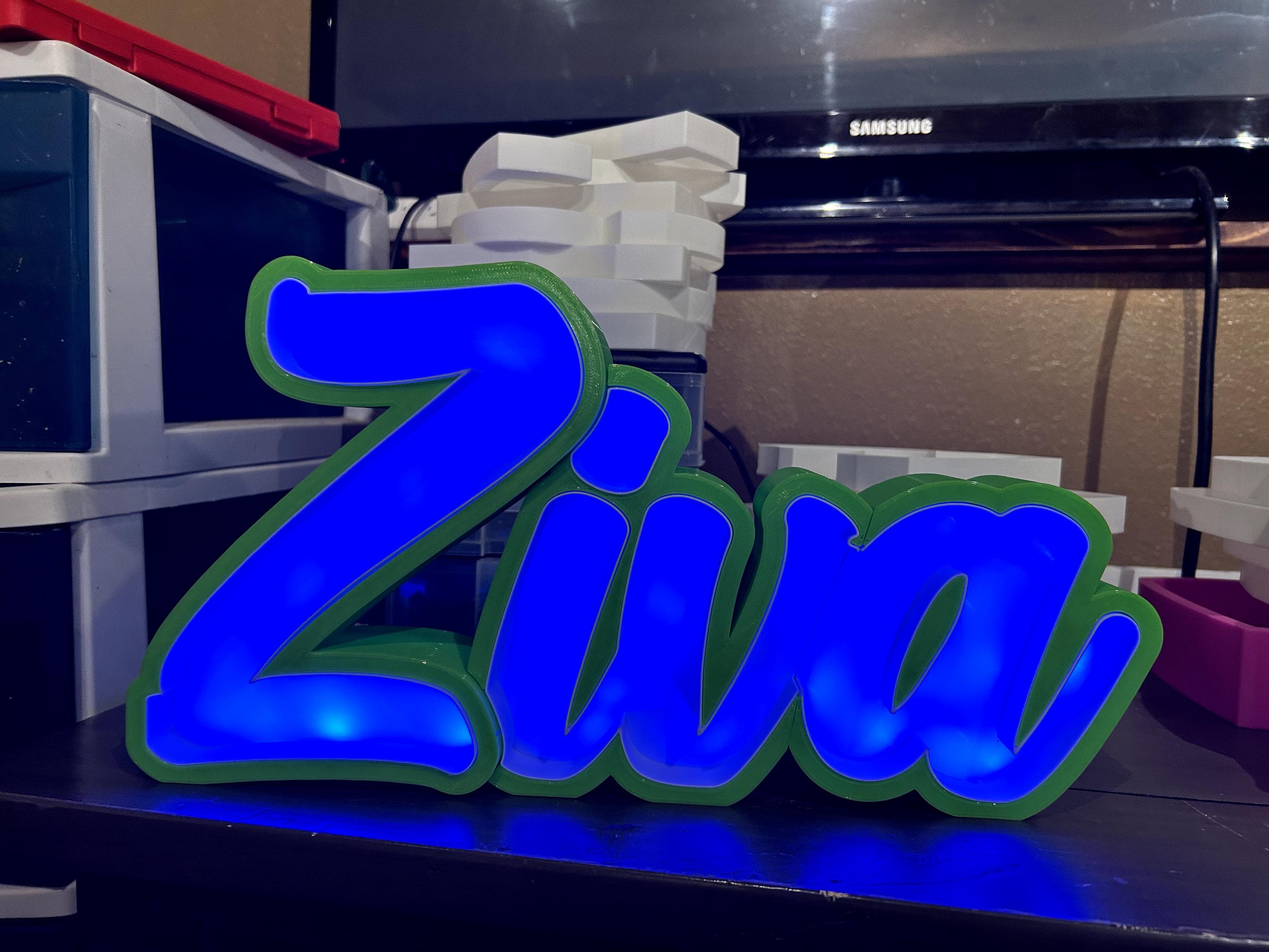 Custom Caligraphy Style Letters / Cursive Font Name Sign | Illuminated ...