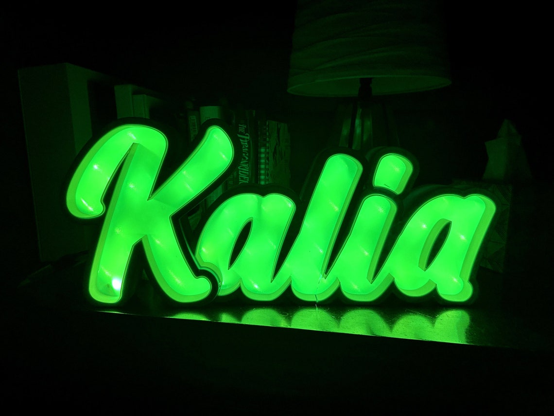 Custom Caligraphy Style Letters / Cursive Font Name Sign | Illuminated ...