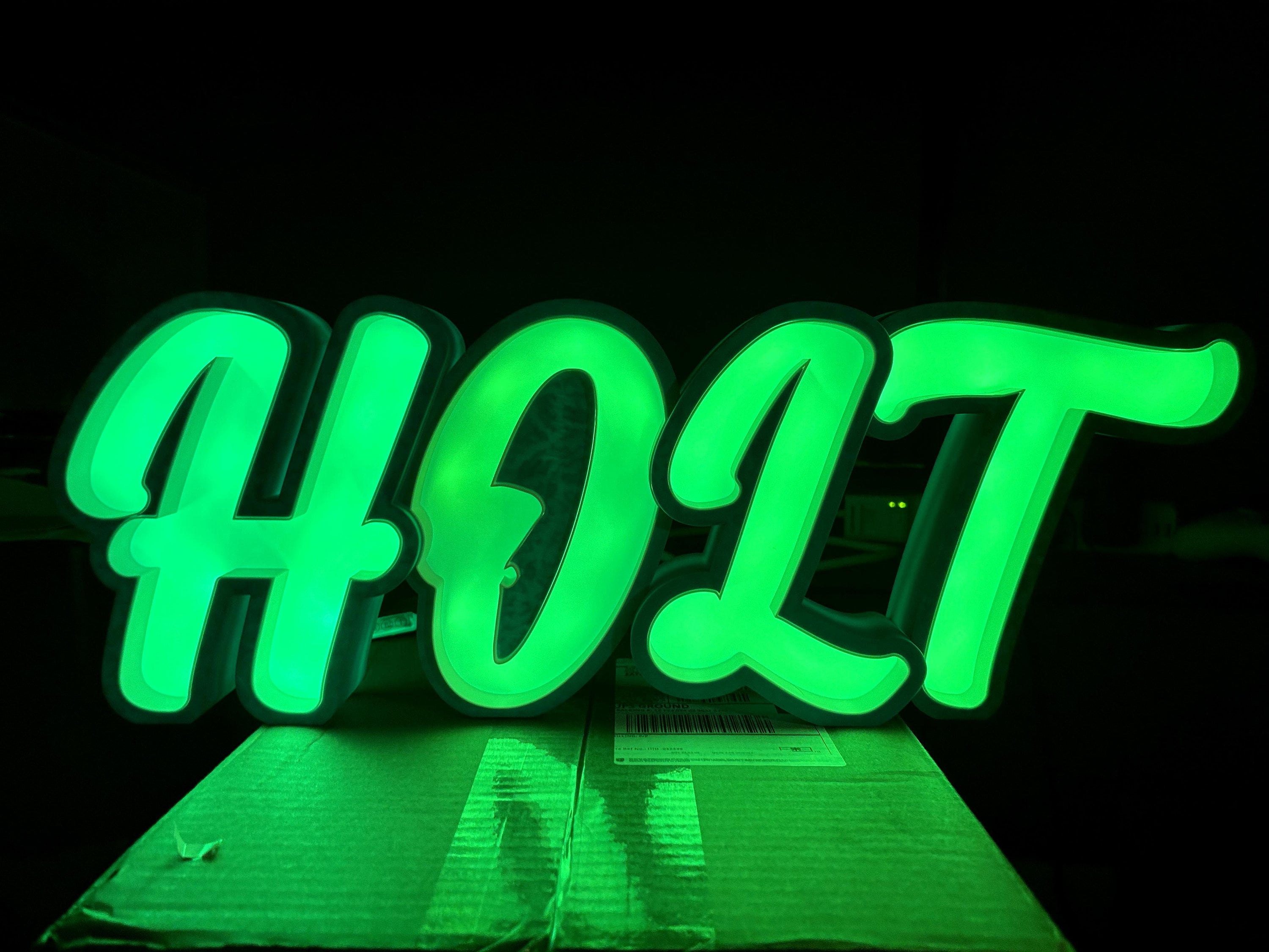 Custom Caligraphy Style Letters / Cursive Font Name Sign | Illuminated ...