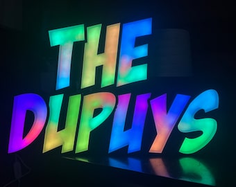 Custom Caligraphy Style Letters / Cursive Font Name Sign Illuminated ...