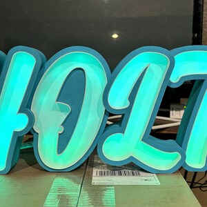 Custom Caligraphy Style Letters / Cursive Font Name Sign | Illuminated ...
