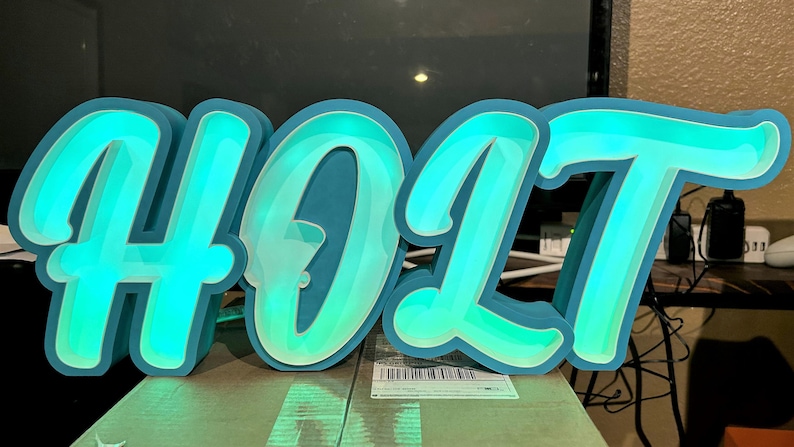 Custom Caligraphy Style Letters / Cursive Font Name Sign | Illuminated ...