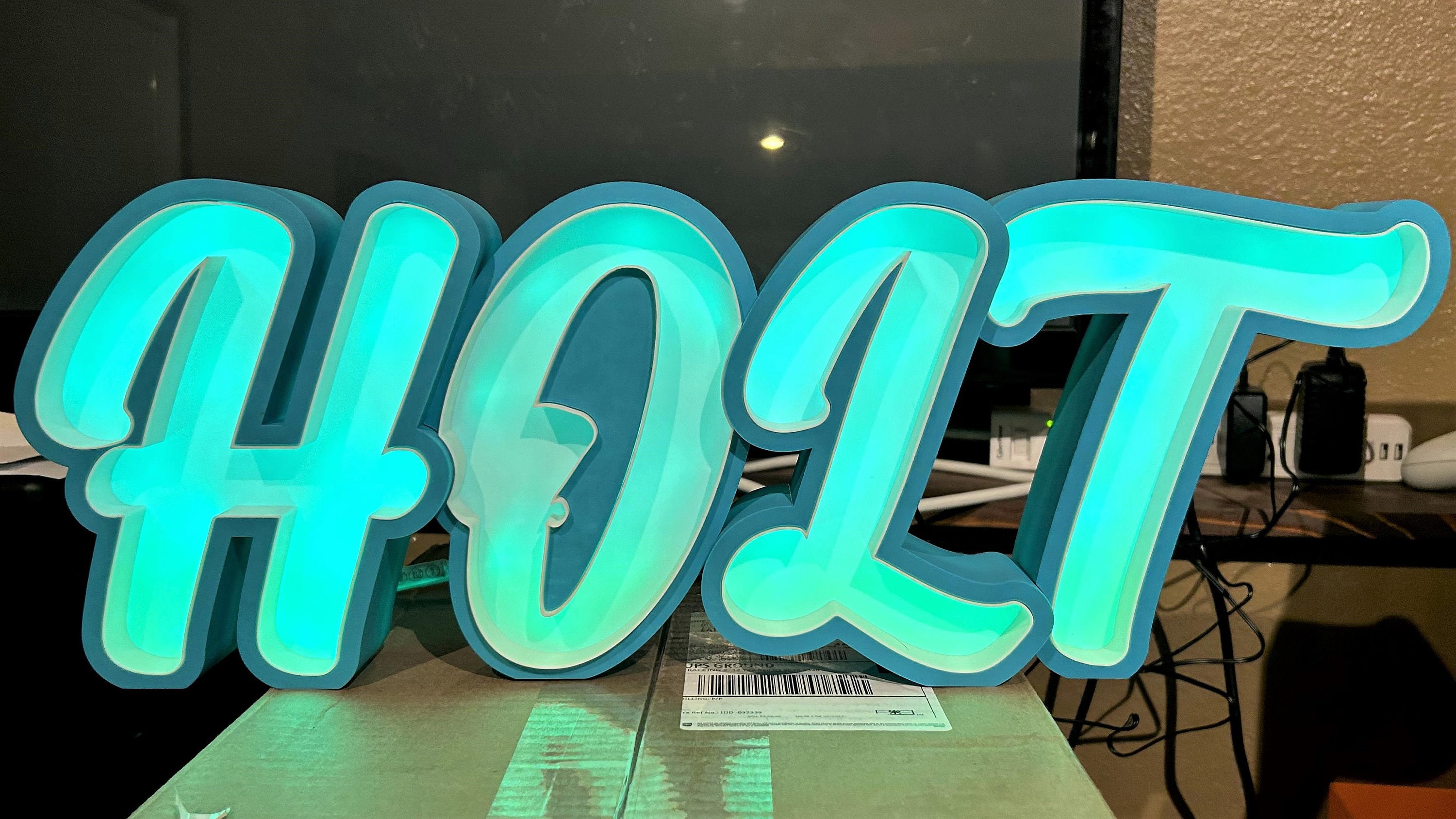 Custom Caligraphy Style Letters / Cursive Font Name Sign | Illuminated ...