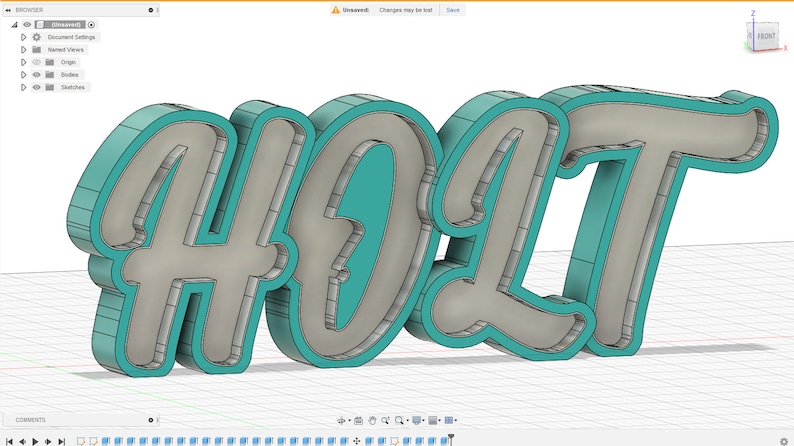 Custom Caligraphy Style Letters / Cursive Font Name Sign | Illuminated ...