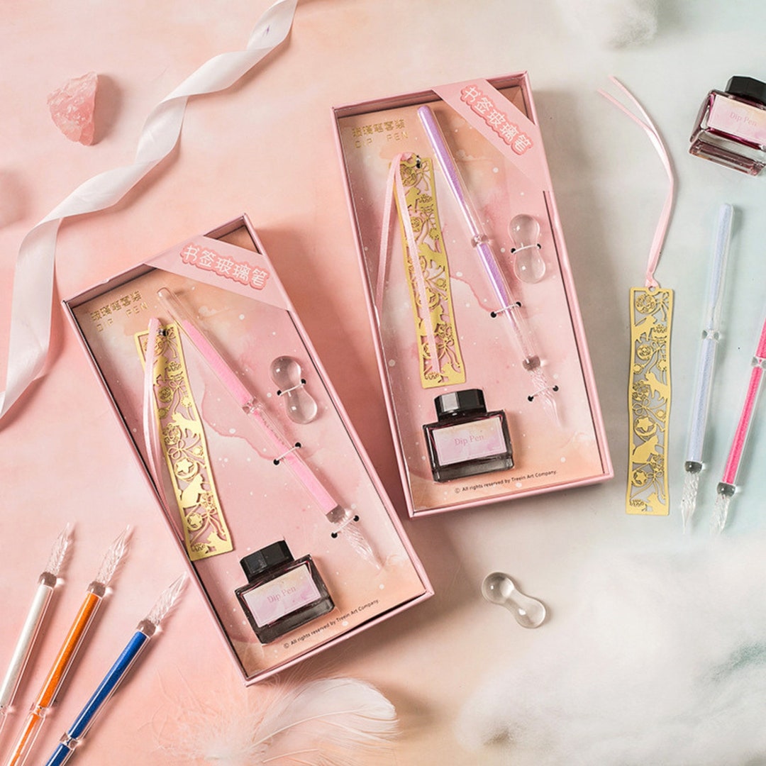 Sleek Glass Dip Pen Set With Metal Bookmark Elegant Design Etsy sleek-glass-dip-pen-set-with-metal-bookmark-elegant-design-etsy