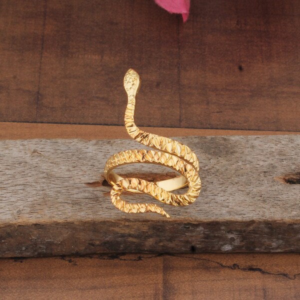 22k Gold Snake Ring - Etsy
