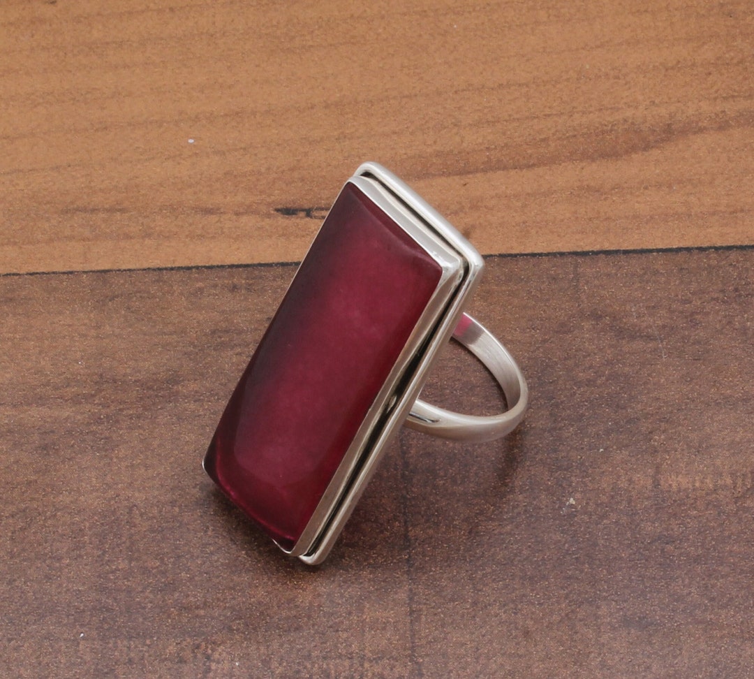 Ruby Jade Gemstone Sterling Silver With 925 Stamped Purity Ring for Men ...
