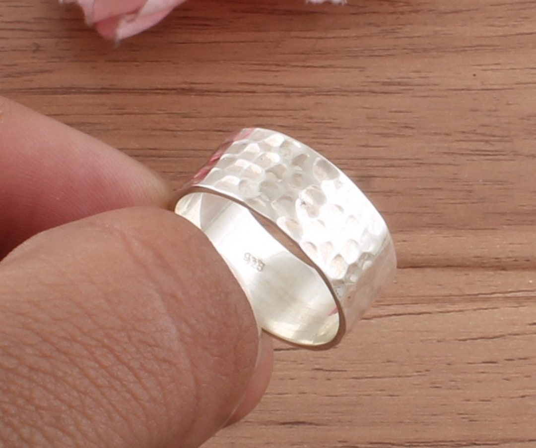 Hand Hammered Silver Band Ring, 925 Sterling Silver Band Ring, Sterling ...