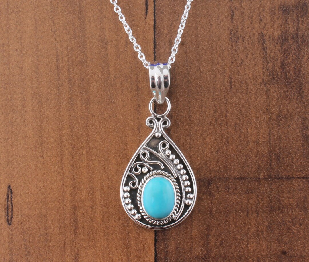 Turquoise Gemstone Silver Pendant, Turquoise Handmade Pendant, 925 ...